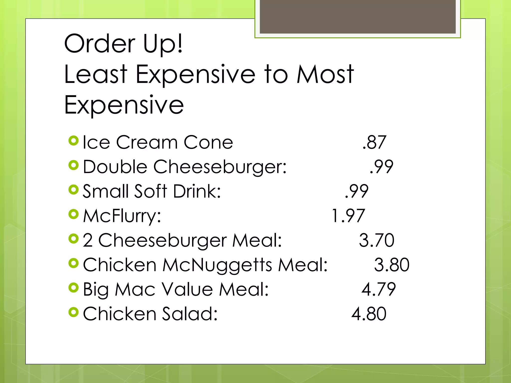 Comparing and ordering_decimals2 | PPT | Food Industry | Industries
