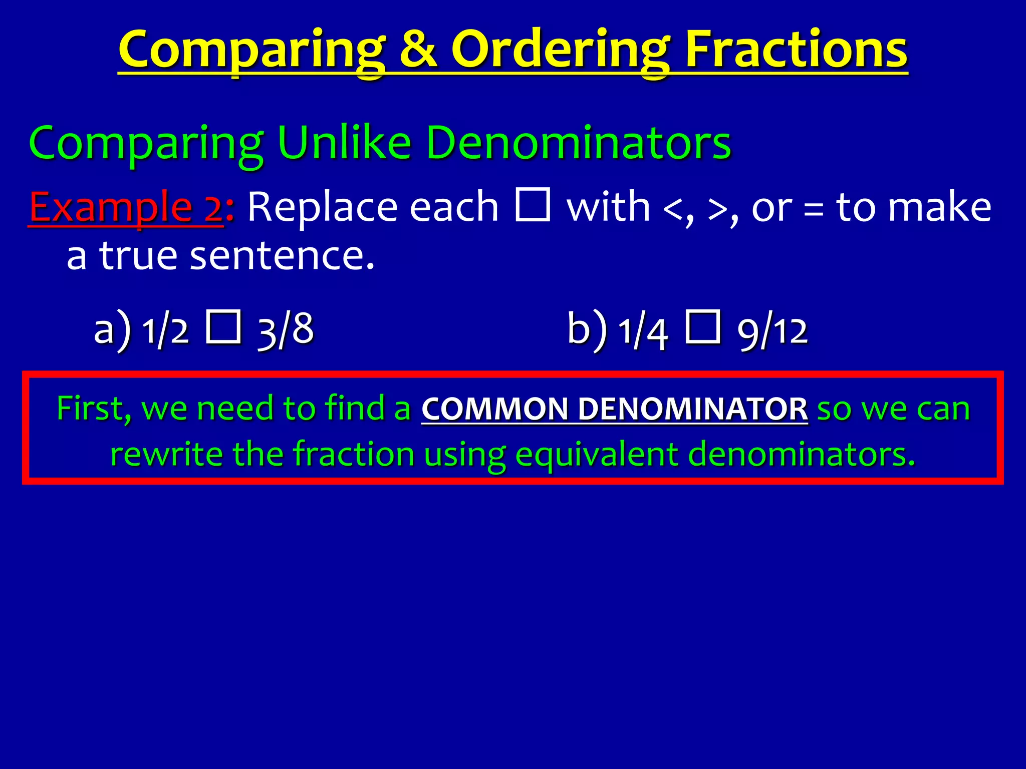 Comparing and ordering_fractions_powerpoint | PPT