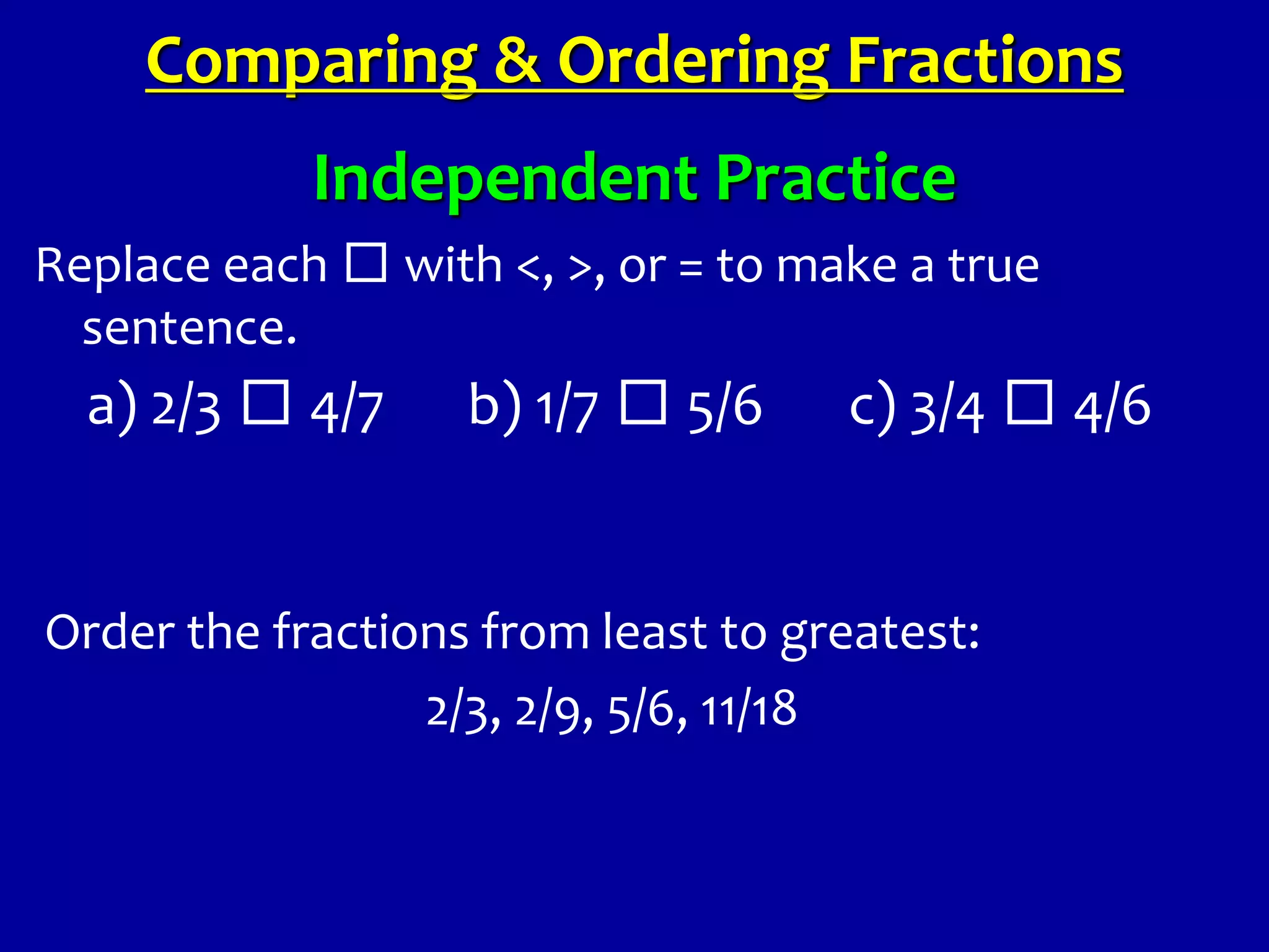 Comparing and ordering_fractions_powerpoint | PPT