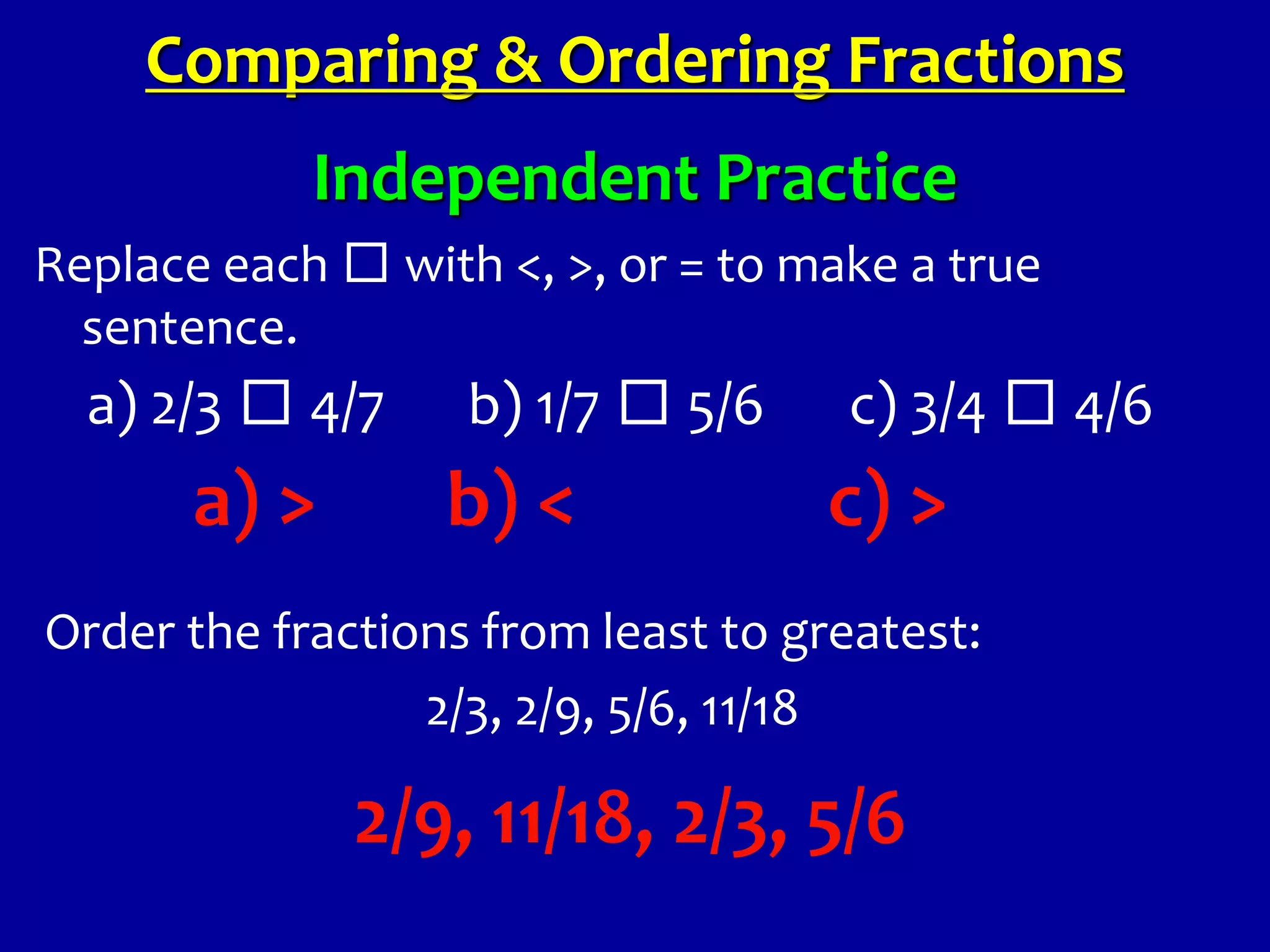 Comparing and ordering_fractions_powerpoint | PPT