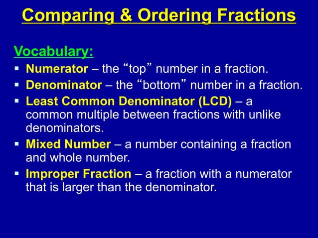 Comparing and ordering_fractions_powerpoint | PPT