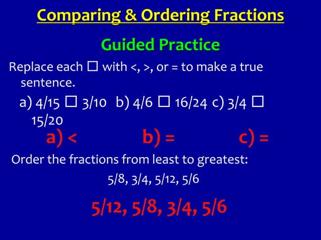 Comparing and ordering_fractions_powerpoint | PPT