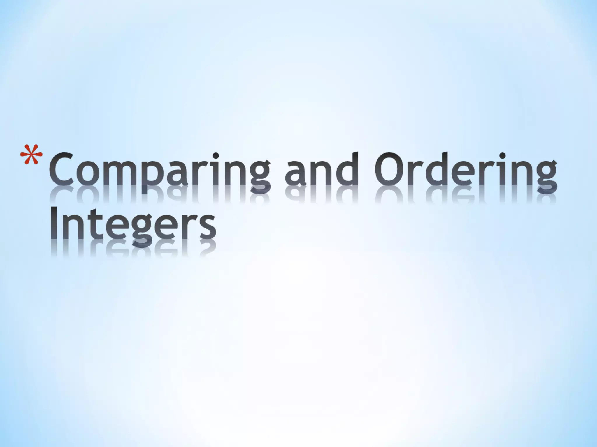 Comparing and ordering integers | PPT