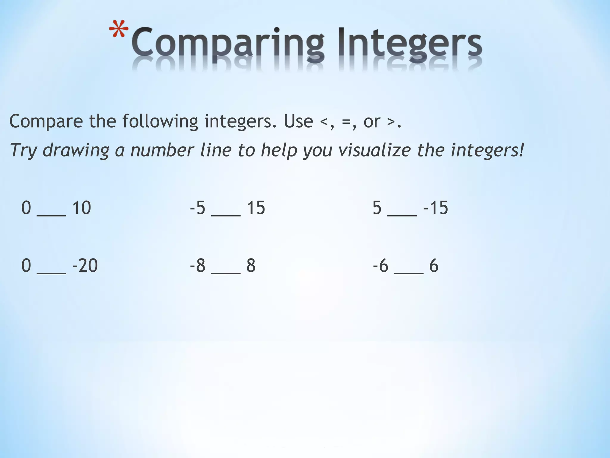 Comparing and ordering integers | PPT