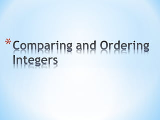 Comparing and ordering integers | PPT