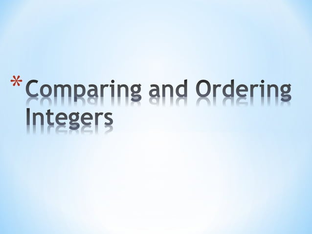 Comparing and ordering integers | PPT