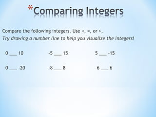 Comparing and ordering integers | PPT