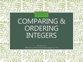 Comparing and ordering integers | PPT