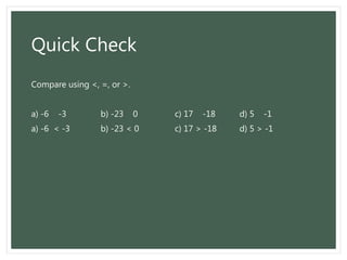 Comparing and ordering integers | PPT