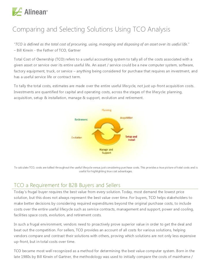Comparing and Selecting Solutions Using TCO Analysis