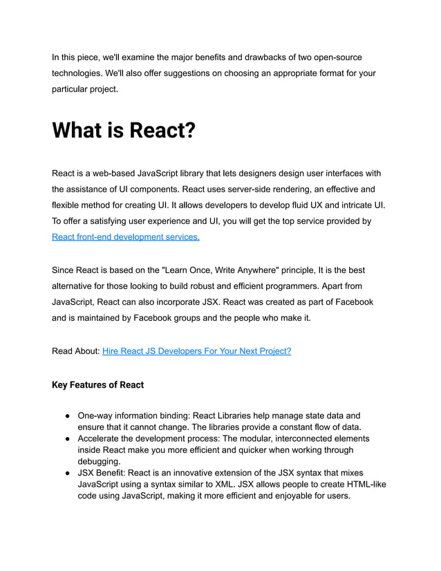 Comparing Angularjs And Reactjs Finding The Best Framework For Your Next Projectpdf
