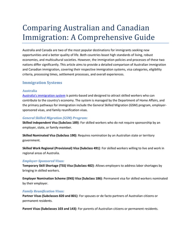 Comparing Australian and Canadian Immigration A Comprehensive Guide.docx