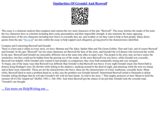 Comparing Beowulf And Grendel And Beowulf | PPT