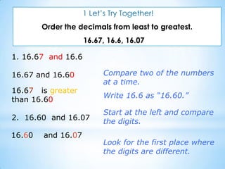 Comparing decimals | PPT