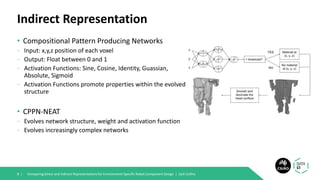 Comparing Direct and Indirect Representations for Environment-Specific Robot Component Design | PPT