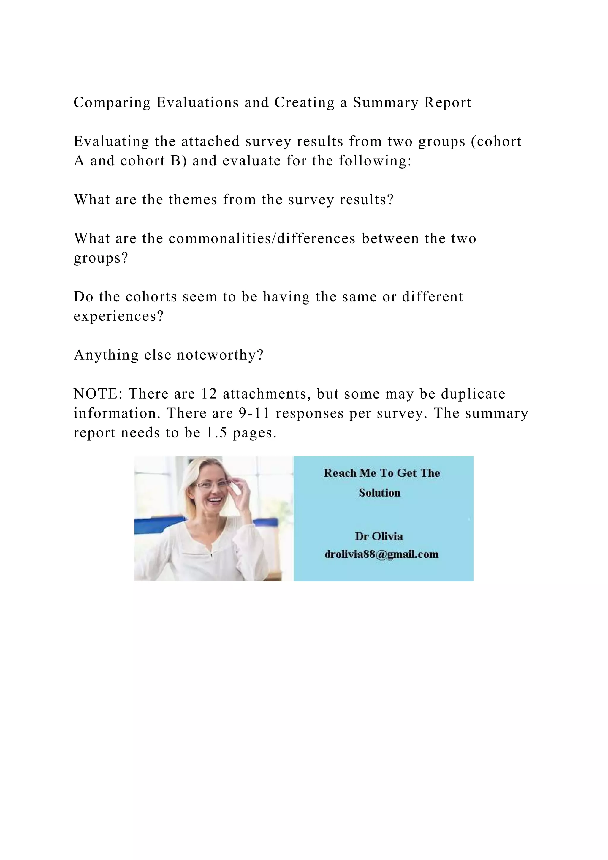 Comparing Evaluations and Creating a Summary ReportEvaluating th.docx