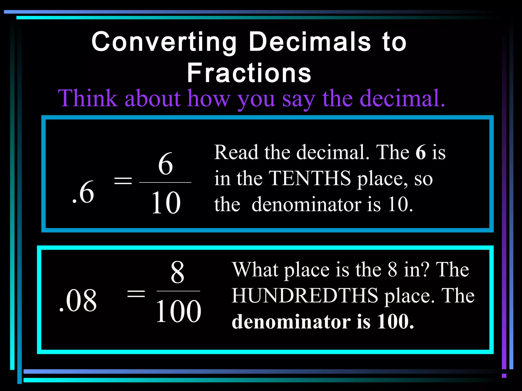 Comparing fractions and decimals | PPT | Standardized Testing ...