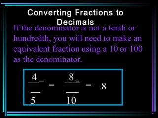 Comparing fractions and decimals | PPT