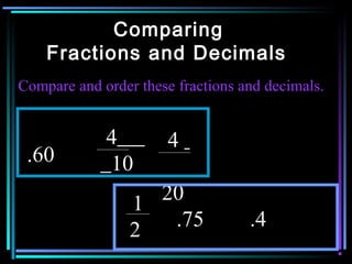 Comparing fractions and decimals | PPT