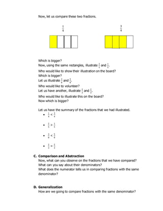 Comparing fractions (semi detailed lesson plan) | DOCX