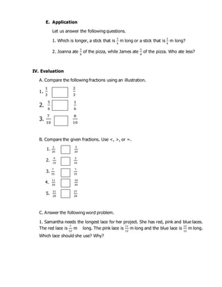 Comparing fractions (semi detailed lesson plan) | DOCX