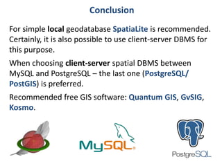 Comparing free software for spatial DBMSs | PPTX | Databases | Computer ...