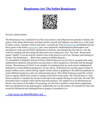 Comparing Gothic Art To Renaissance Art | PDF