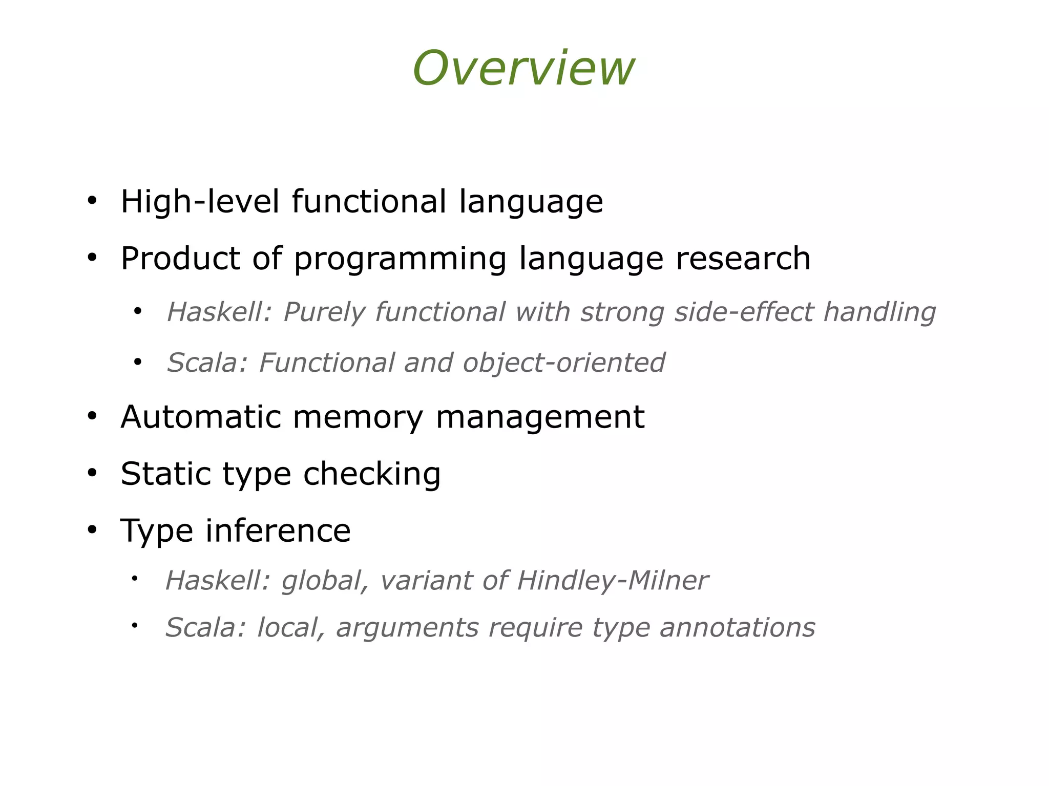 Comparing Haskell & Scala | PPT