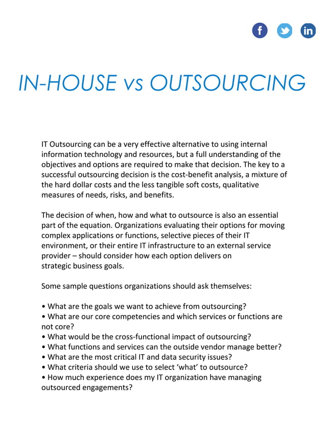 Comparing In-House vs Outsourced IT Services | PPT