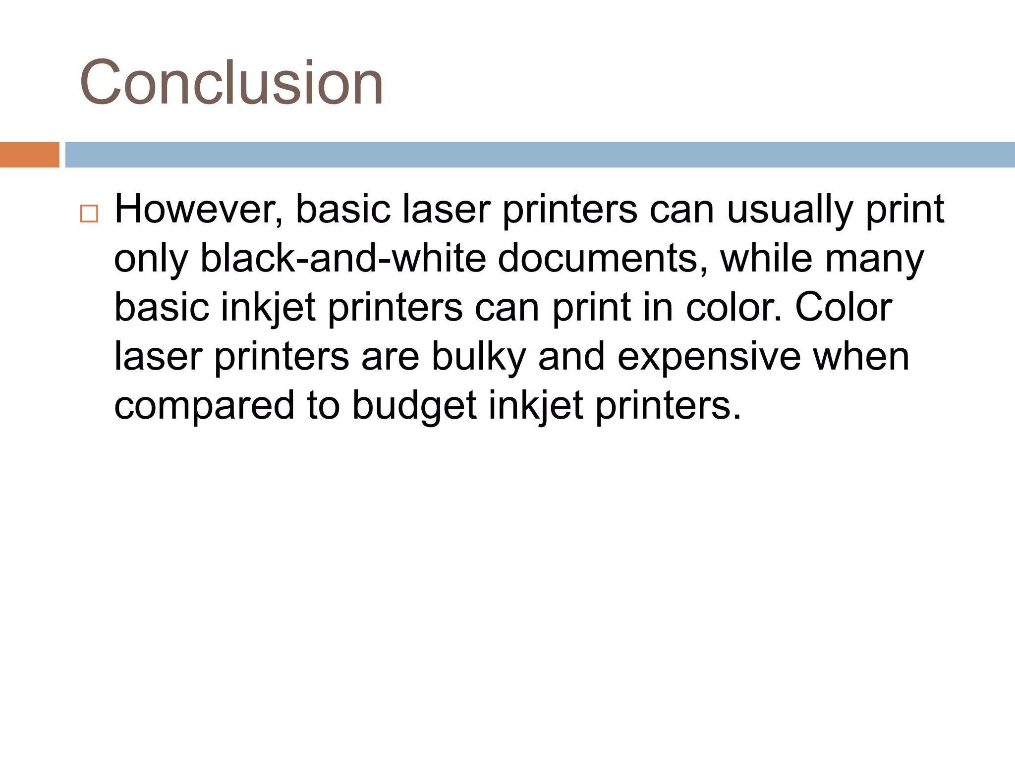 Comparing Inkjet and Laser Printers | PPTX