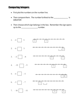Comparing integers practice | DOCX | Technology & Computing