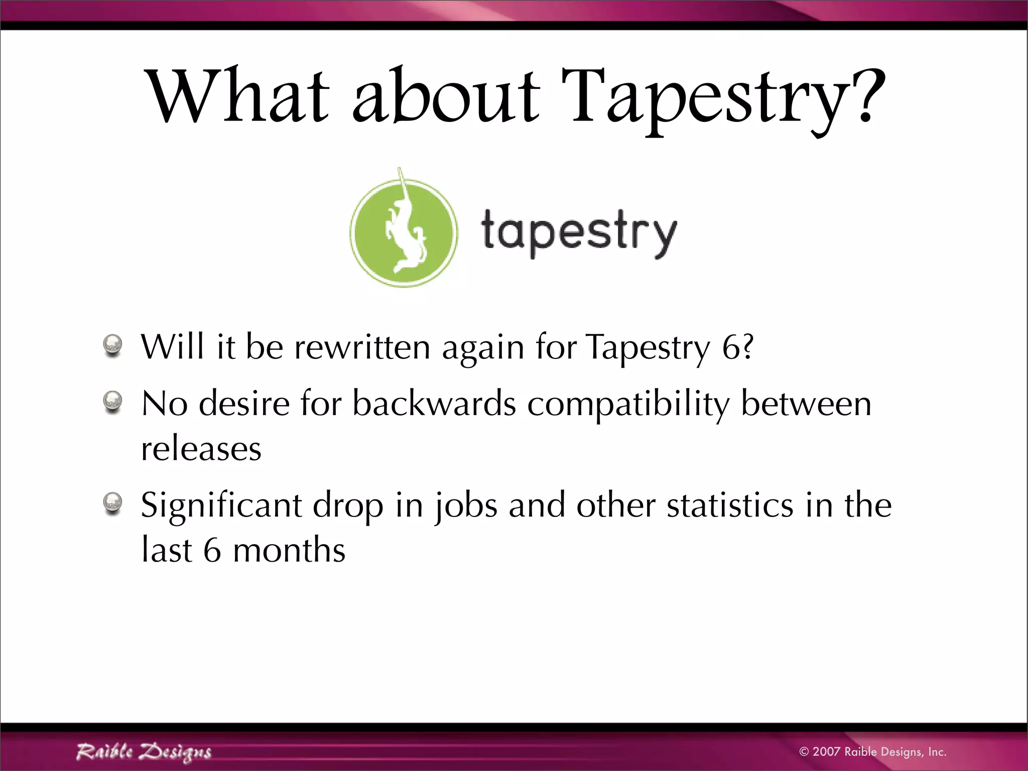 Comparing Flex, Grails, GWT, Seam, Struts 2 and Wicket | PPT