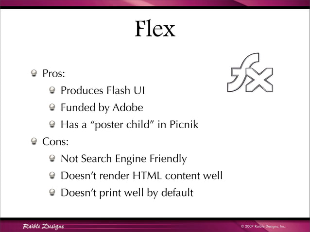 Comparing Flex, Grails, GWT, Seam, Struts 2 and Wicket | PPT