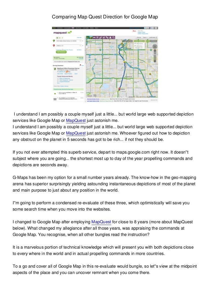 Map Questions Driving Directions