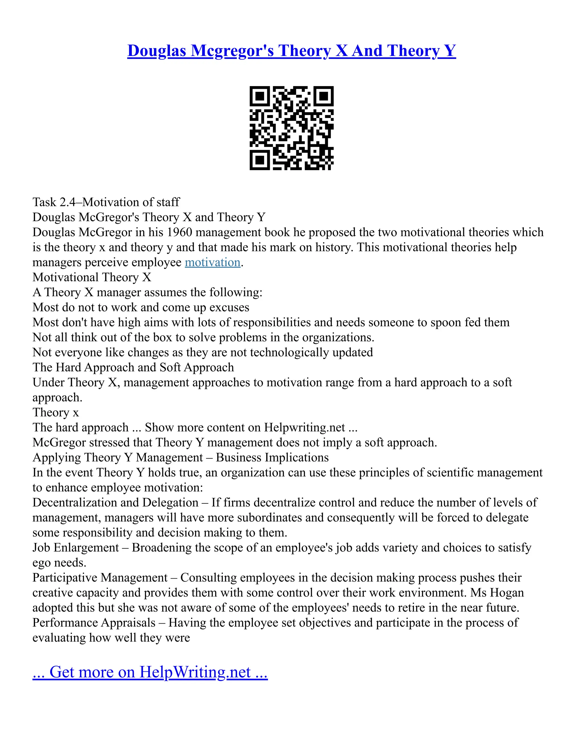 Comparing Maslow And Theory Y | PDF