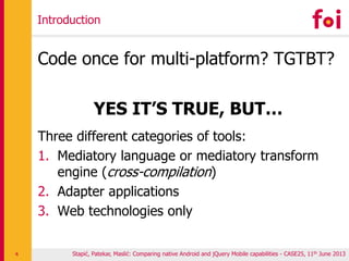 Comparing native Android and jQuery Mobile capabilities (Presentation) | PPT