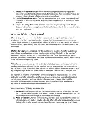 Comparing Onshore and Offshore Companies: What Sets Them Apart | PDF ...