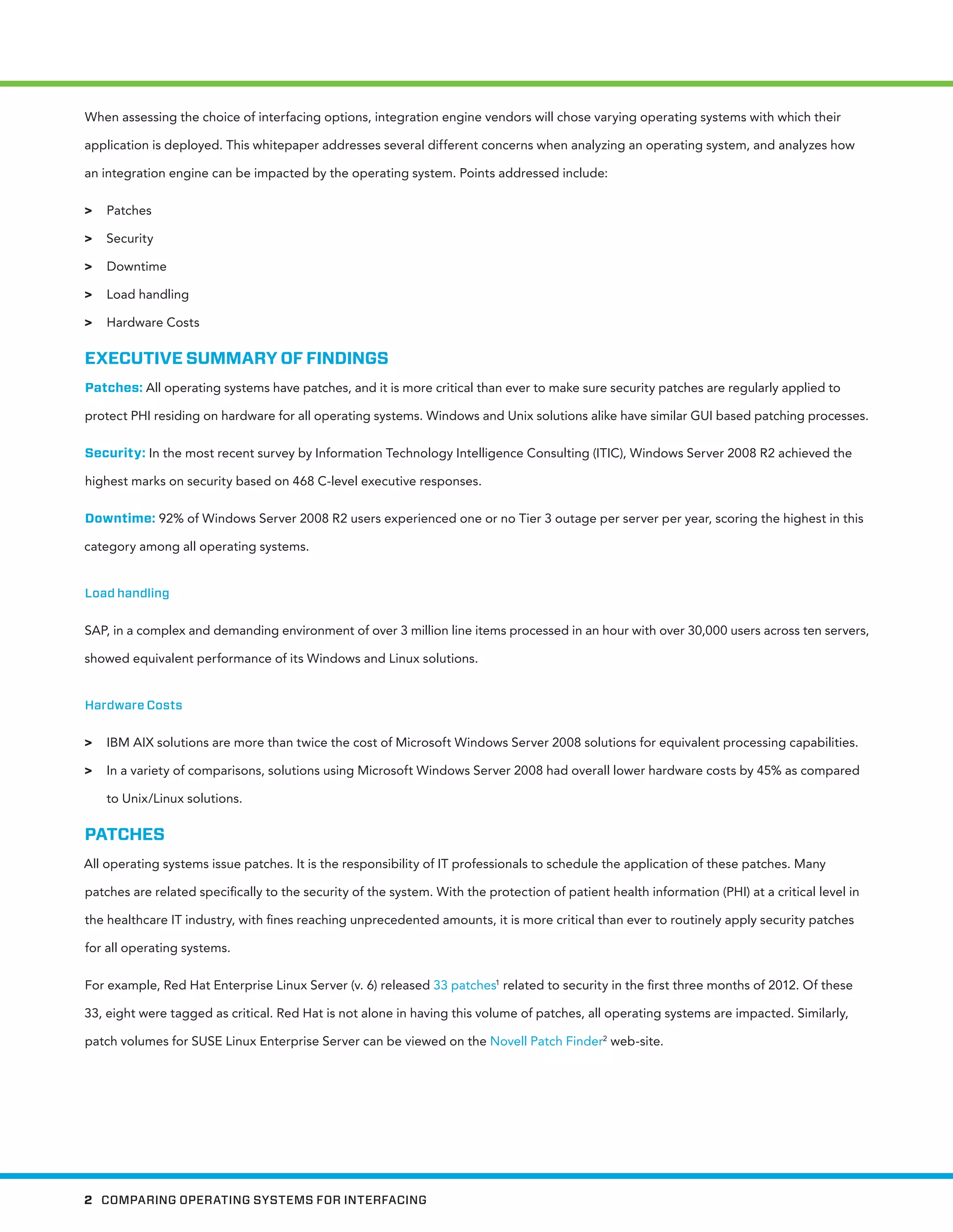 Comparing Operating Systems For Interfacing Pdf Operating Systems