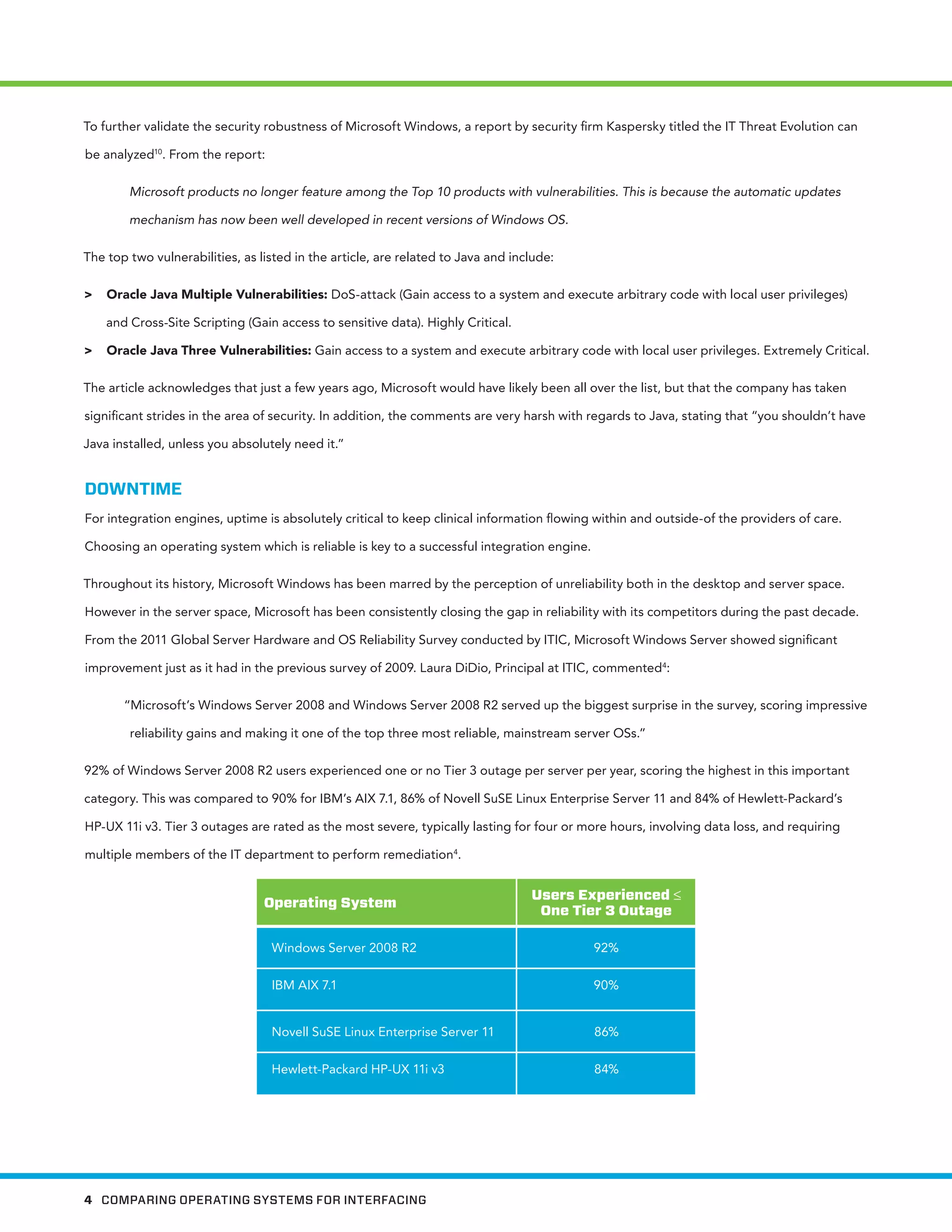 Comparing Operating Systems For Interfacing Pdf Operating Systems