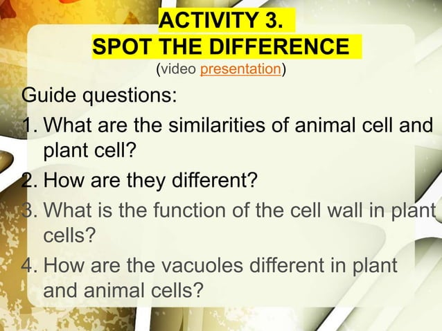 COMPARING PLANT CELL AND ANIMAL CELL (grade 7)ppt.pptx | Biological ...