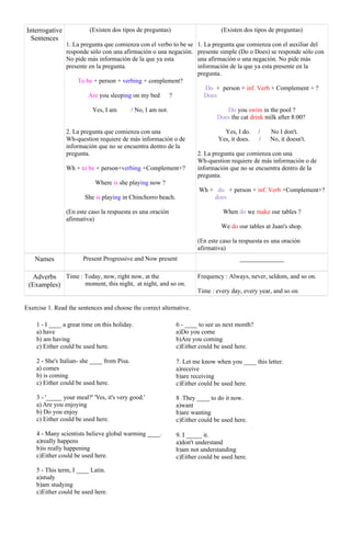 Comparing present tenses chart | PDF