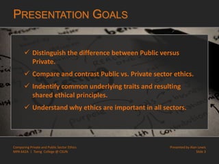 Comparing Private And Public Ethics | PPSX