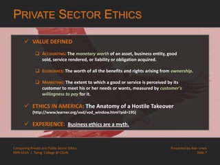 Comparing Private And Public Ethics | PPSX
