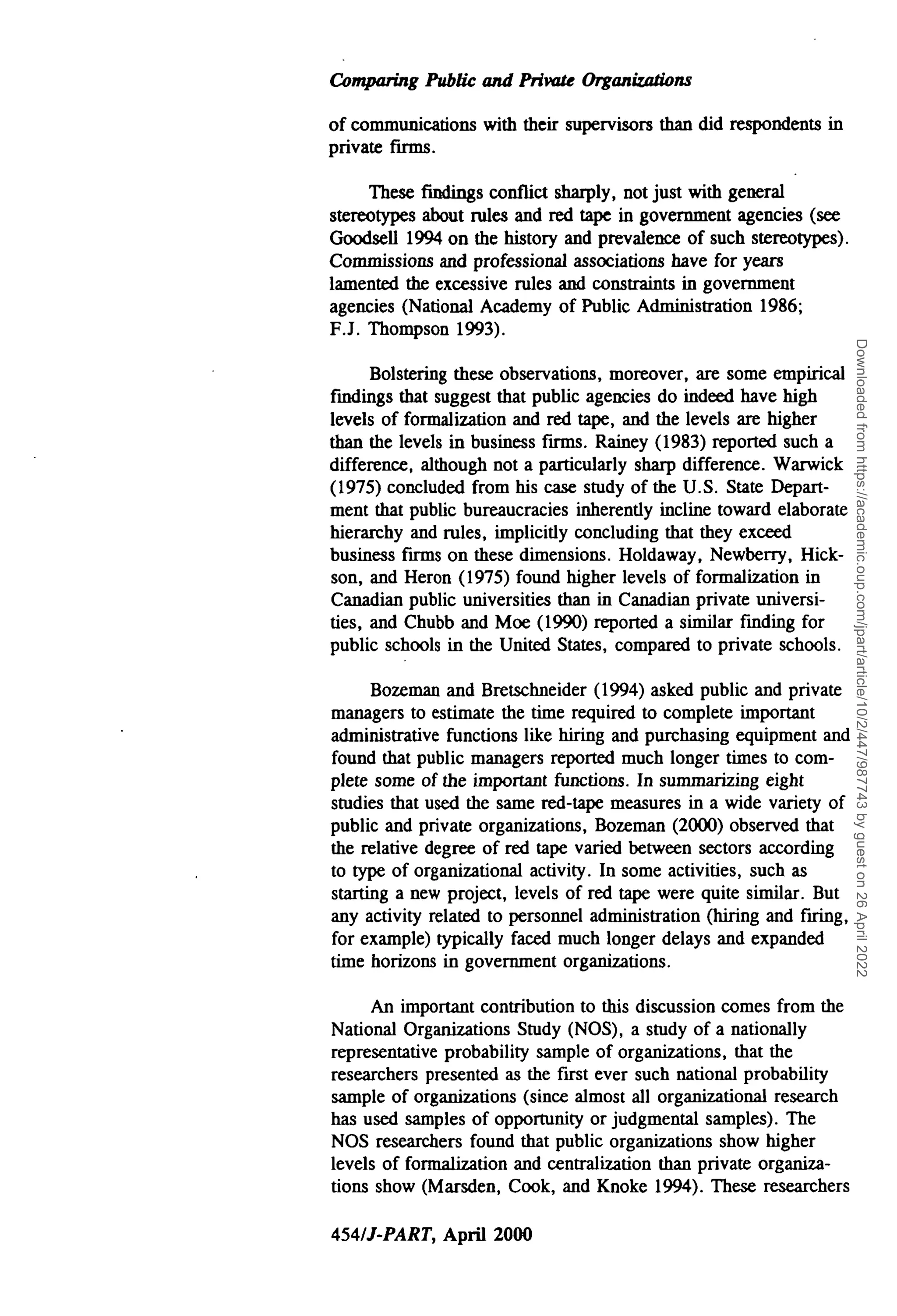 Comparing Public and Private Organizations-Empirical Research and teh ...