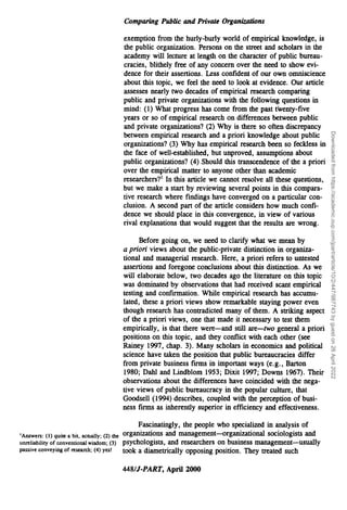 Comparing Public and Private Organizations-Empirical Research and teh ...