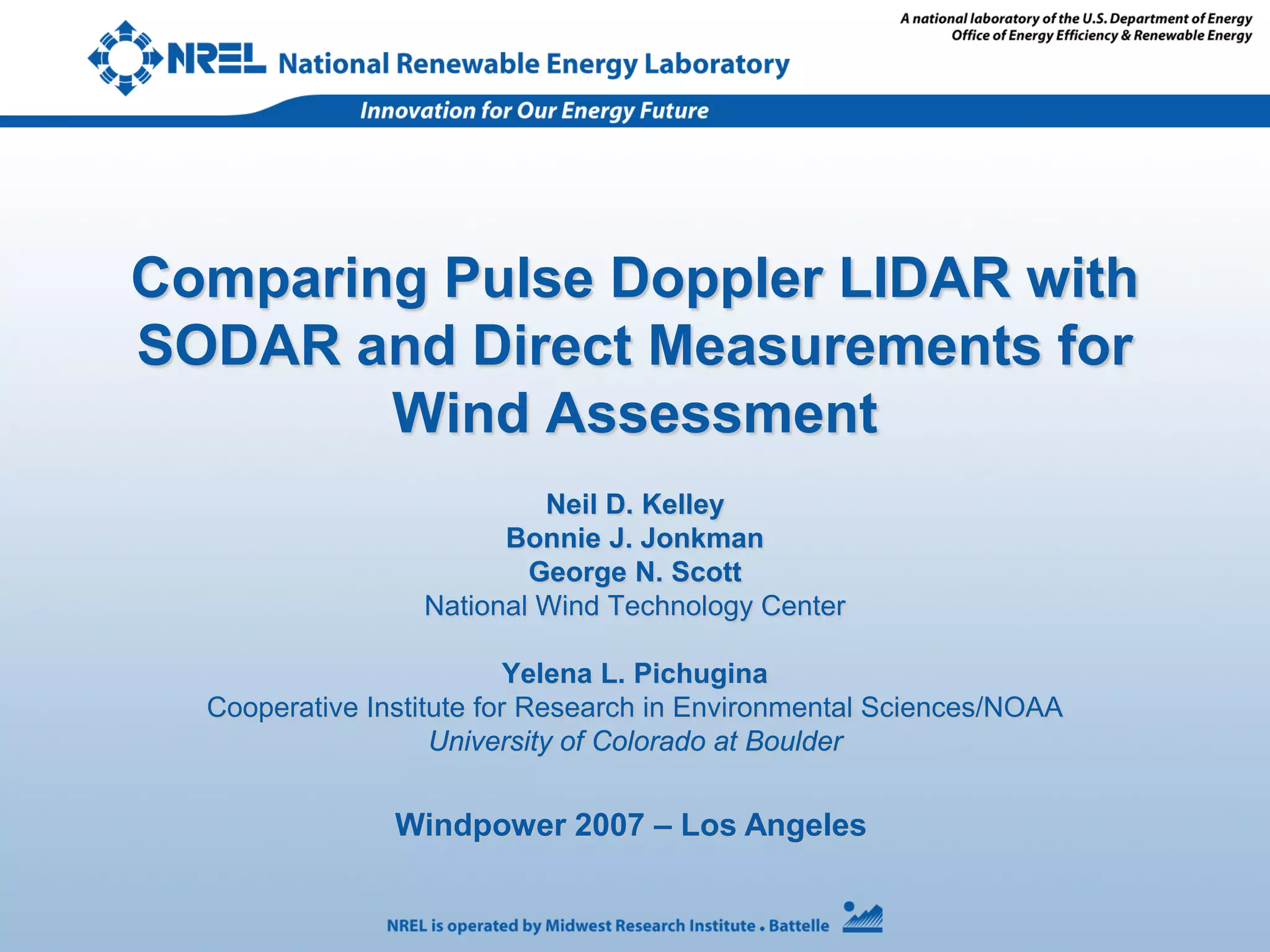 Comparing pulse doppler lidar with sodar and direct measurements for ...