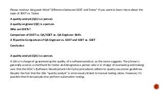 Comparing SDET and QA: Examining the Software Testing Domain | PPTX