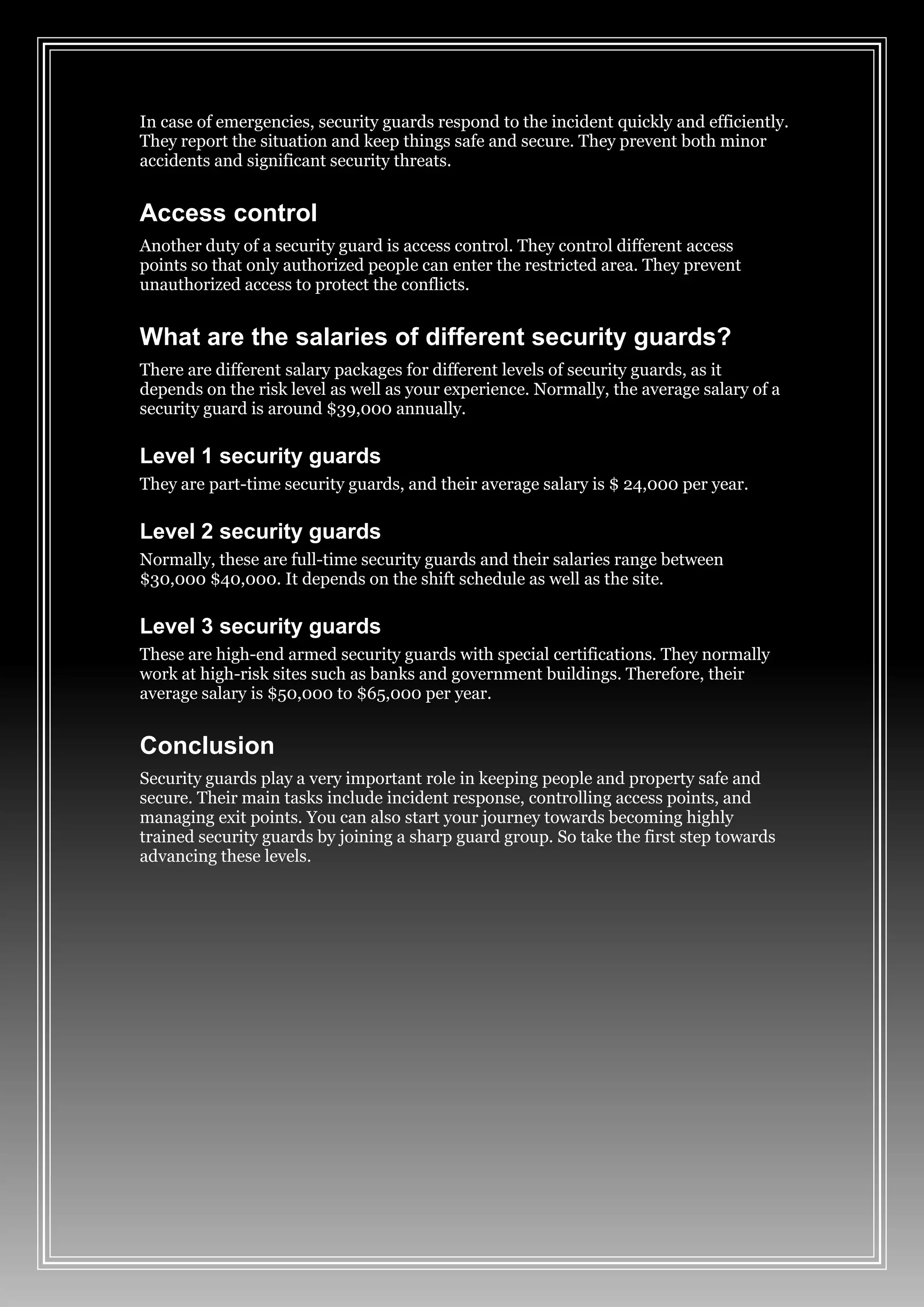 Comparing Security Guard Levels: Skills, Salaries, and Duties in 2025 | PDF