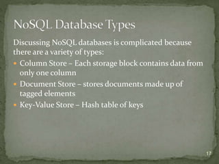 Comparing sql and nosql dbs | PPT