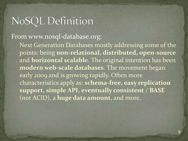 Comparing sql and nosql dbs | PPT